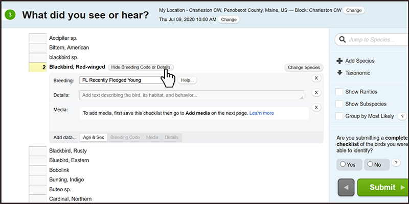 eBird Data Entry User Guide: Submit Data: Maine Bird Atlas: Maine Dept ...